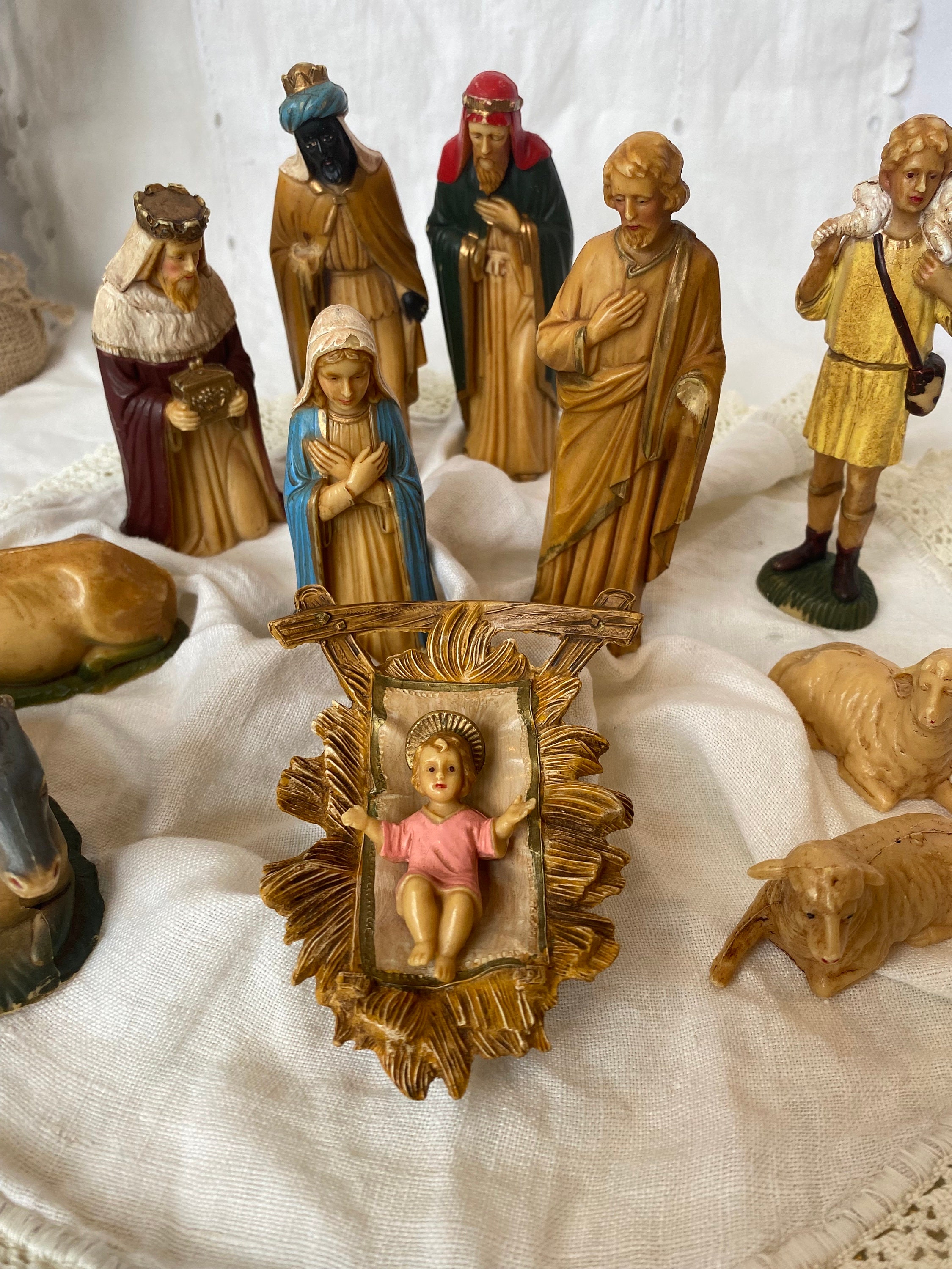 Vintage 12 Piece Nativity Art Plastic Set Fontanini Italy & - Etsy
