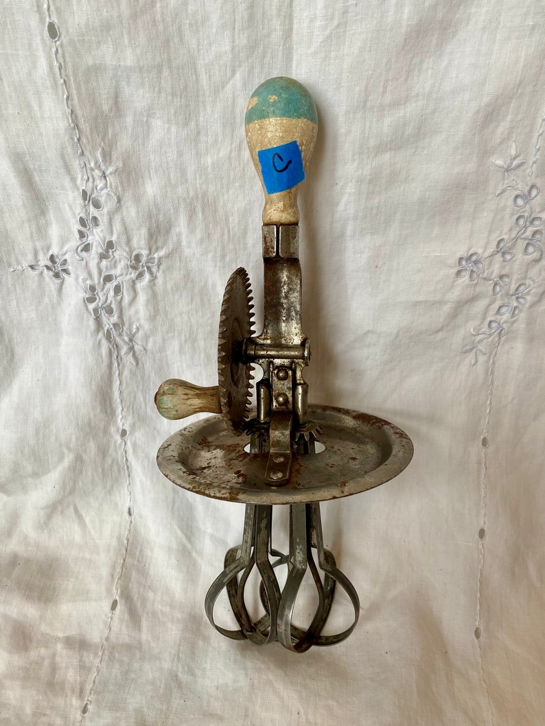 Antique Hand Mixer Egg Beater Green Handle Your Choice, Rustic ...