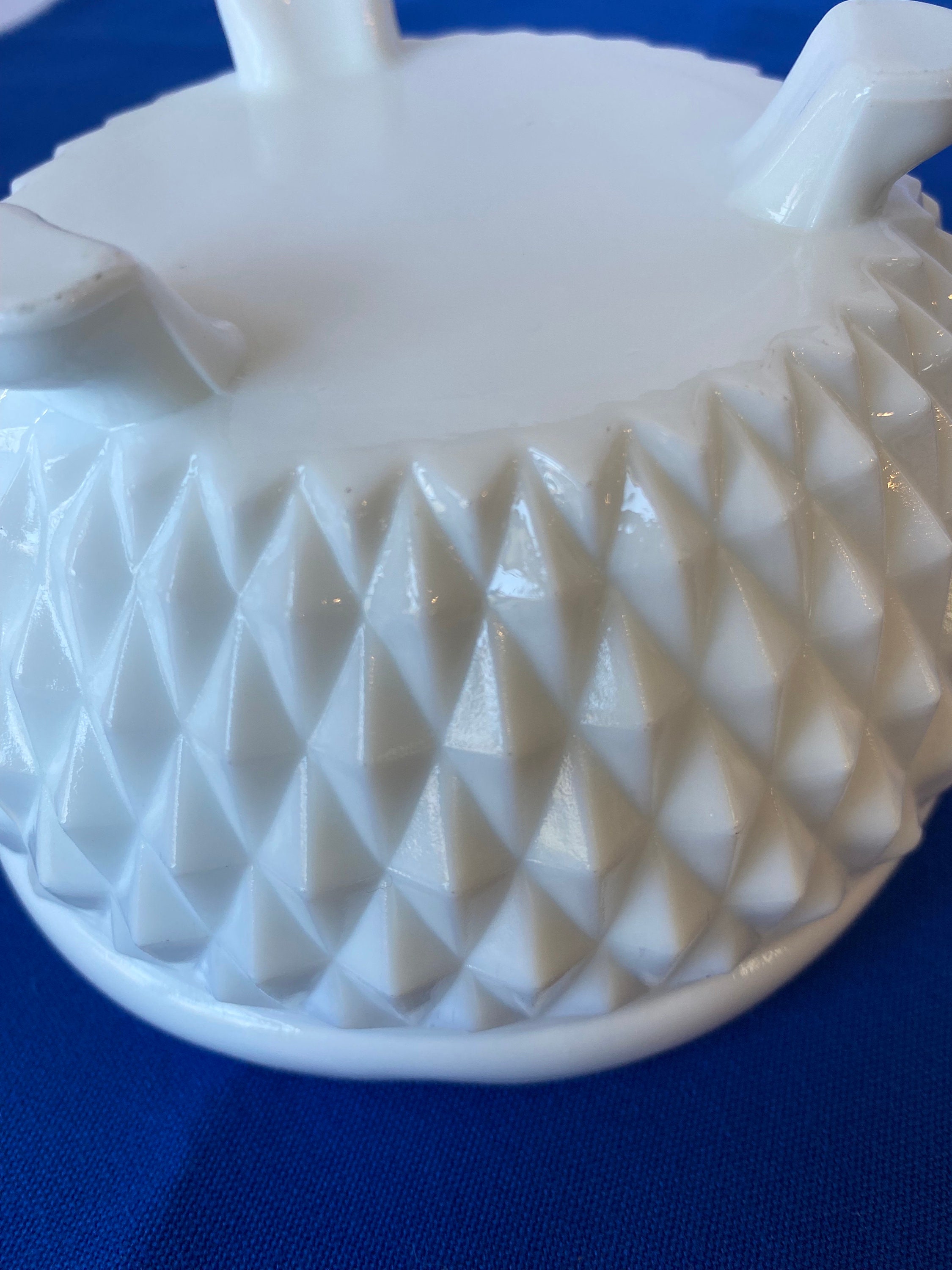 Vintage Indiana Milk Glass Diamond Point Pattern Footed White - Etsy