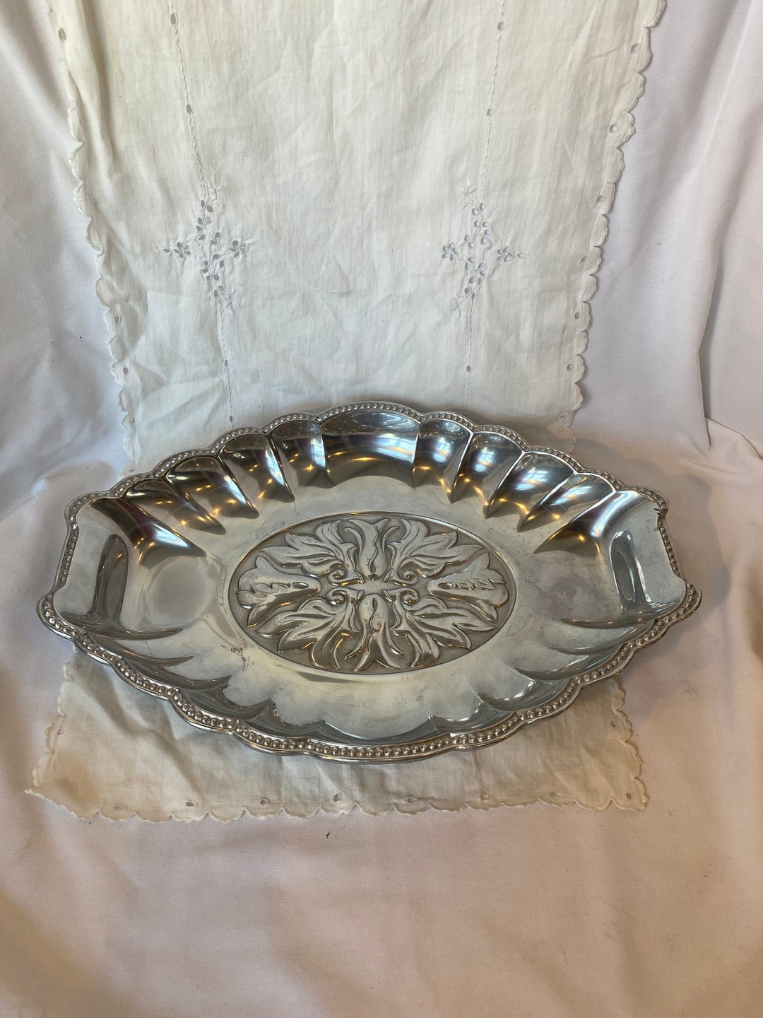 Lenox Large Butler Metalware Pewter Deep Serving Tray Centerpiece ...