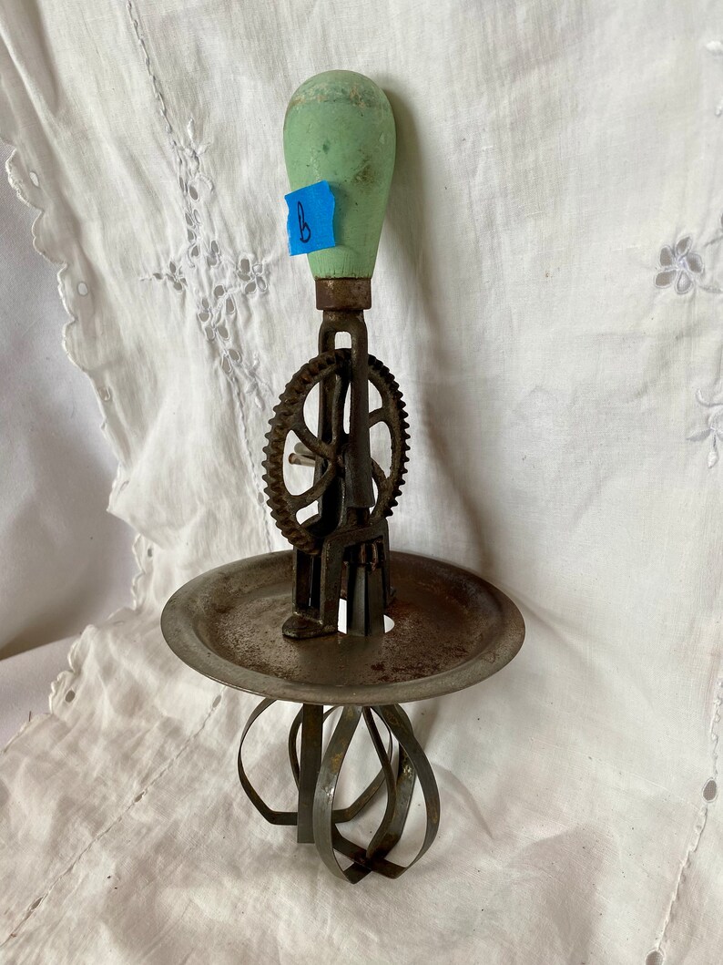 Antique Hand Mixer Egg Beater Green Handle Your Choice, Rustic ...