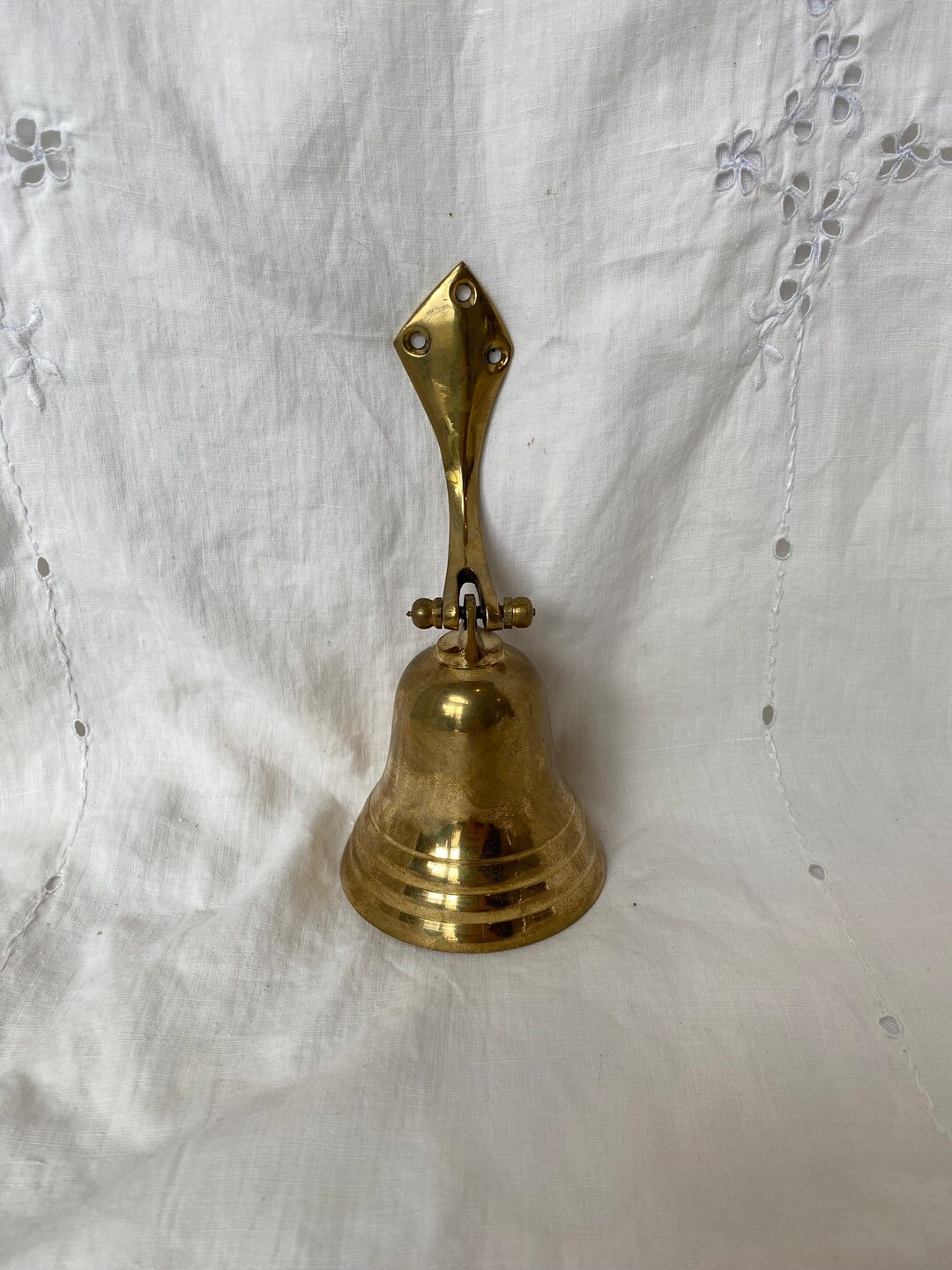 Brass Bell Wall Mount Solid Brass Clapper 8" Overall Height- Ship, Dinner, School Bell - Etsy