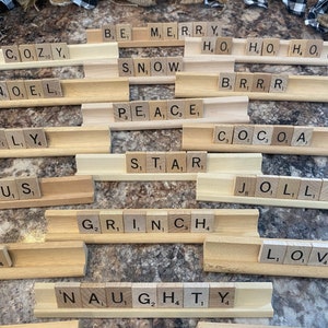 Vintage Wood Holiday Scrabble Tiles/ Christmas Scrabble Tile Decor ...