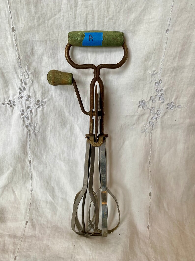 Antique Hand Mixer Egg Beater Green Handle Your Choice, Rustic ...
