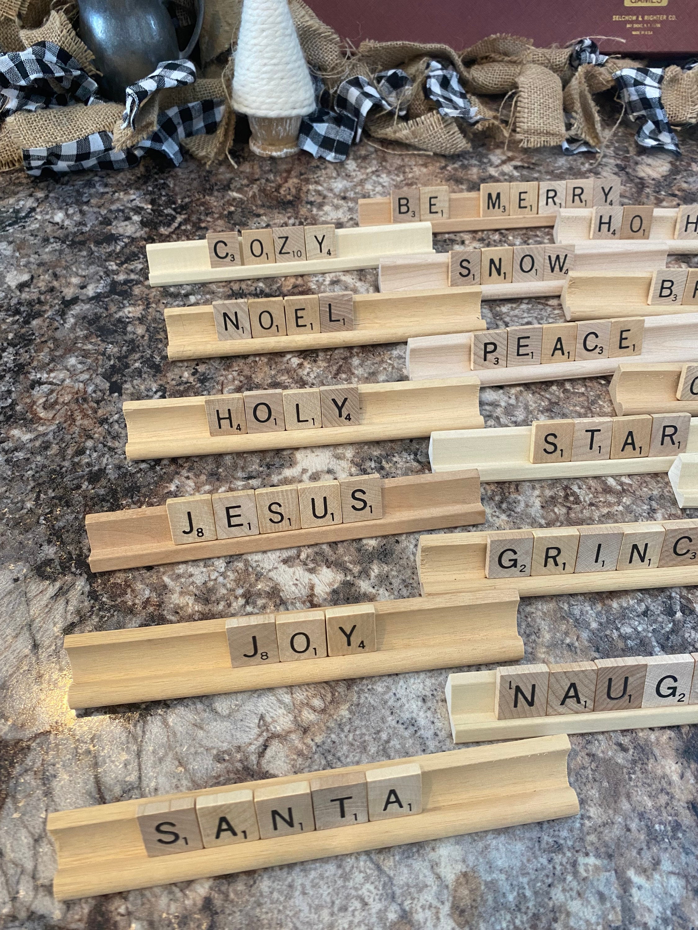 Vintage Wood Holiday Scrabble Tiles/ Christmas Scrabble Tile Decor ...