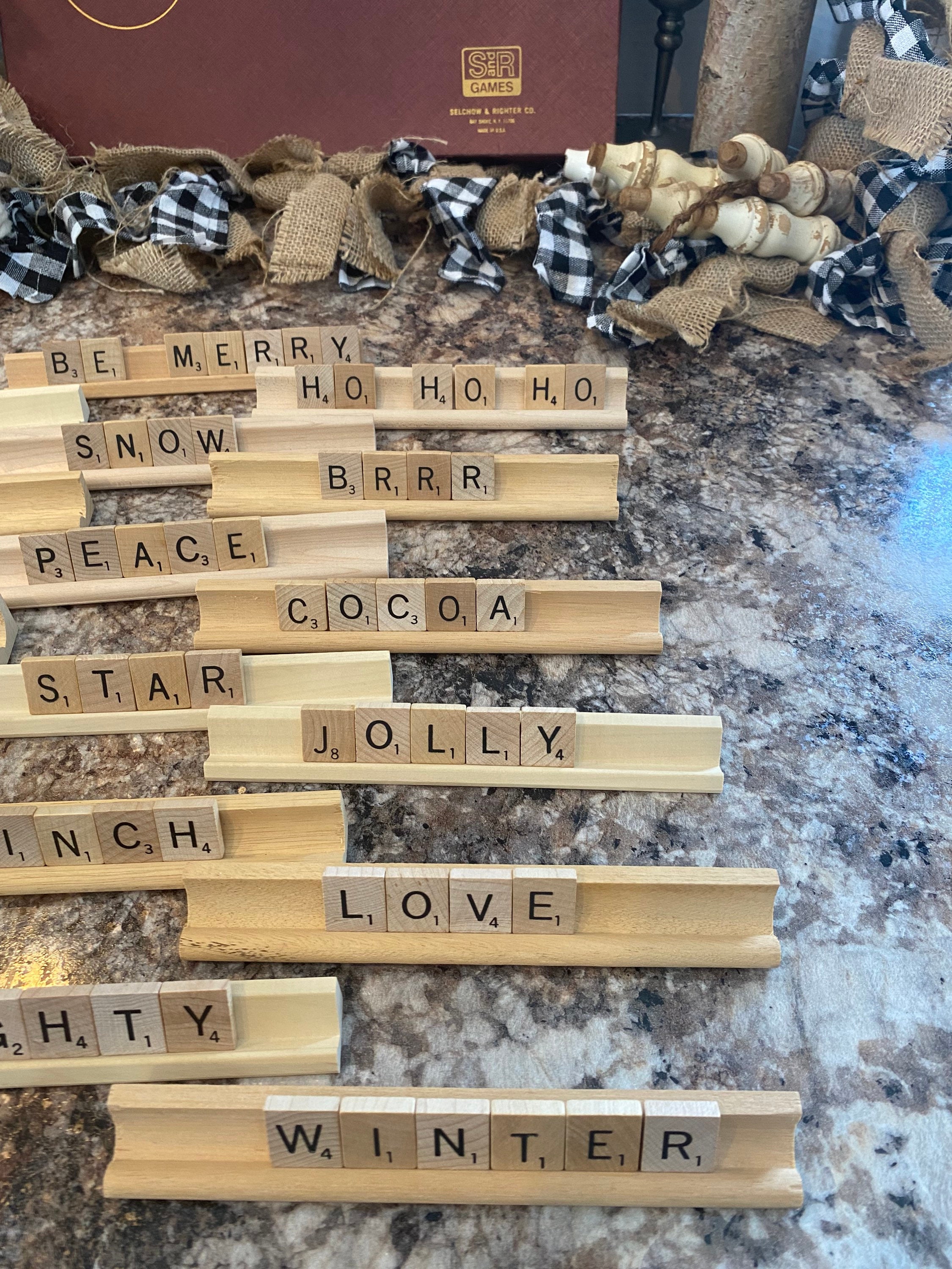 Vintage Wood Holiday Scrabble Tiles/ Christmas Scrabble Tile Decor ...