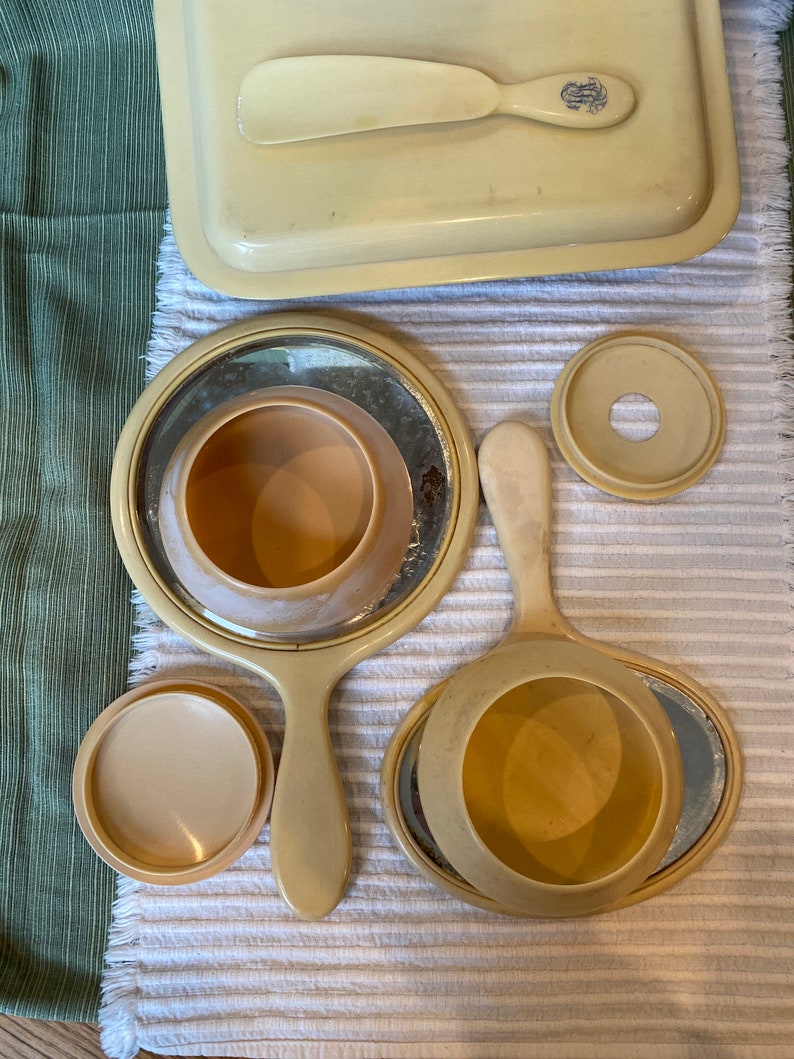 Vintage 8 Piece Bakelite / Celluloid Vanity Set, Art Deco, 1920 1940's ...