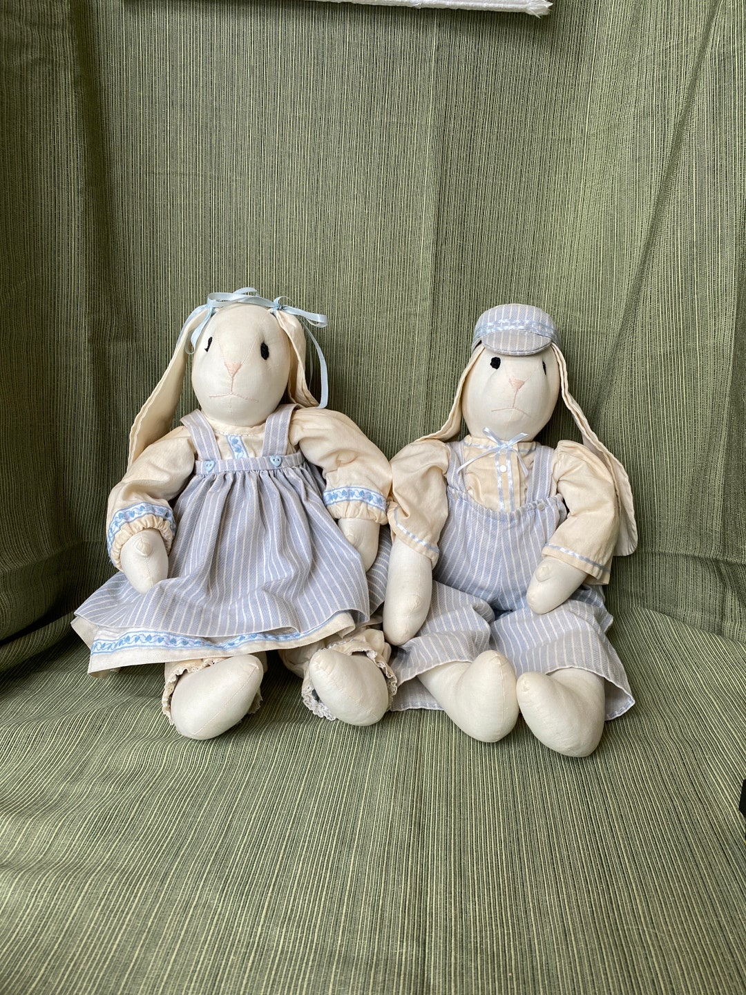 Vintage Muslin Bunny 20 Inch Rabbit Dolls Boy and Girl, Matching ...