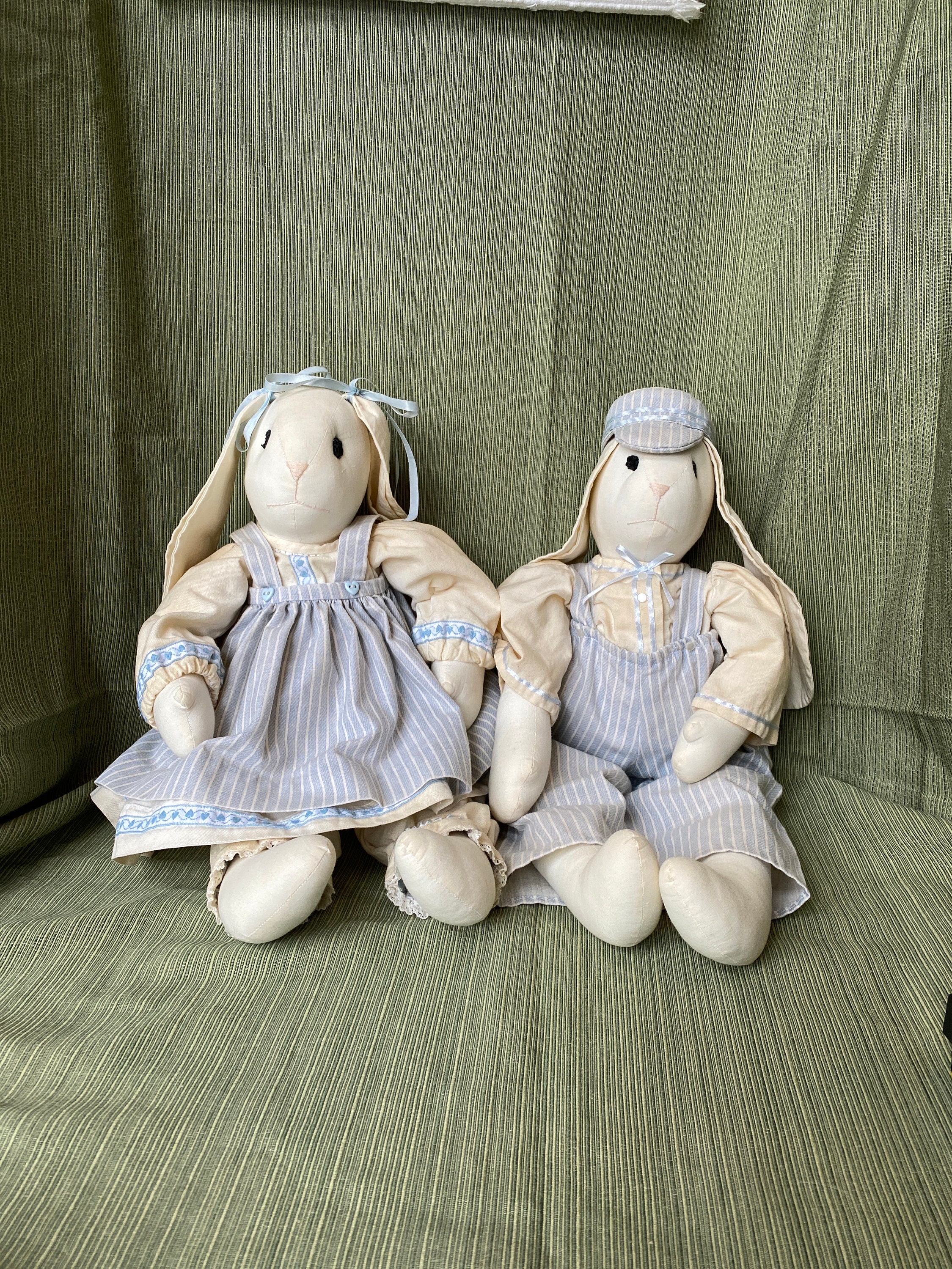 Vintage Muslin Bunny 20 Inch Rabbit Dolls Boy and Girl, Matching ...