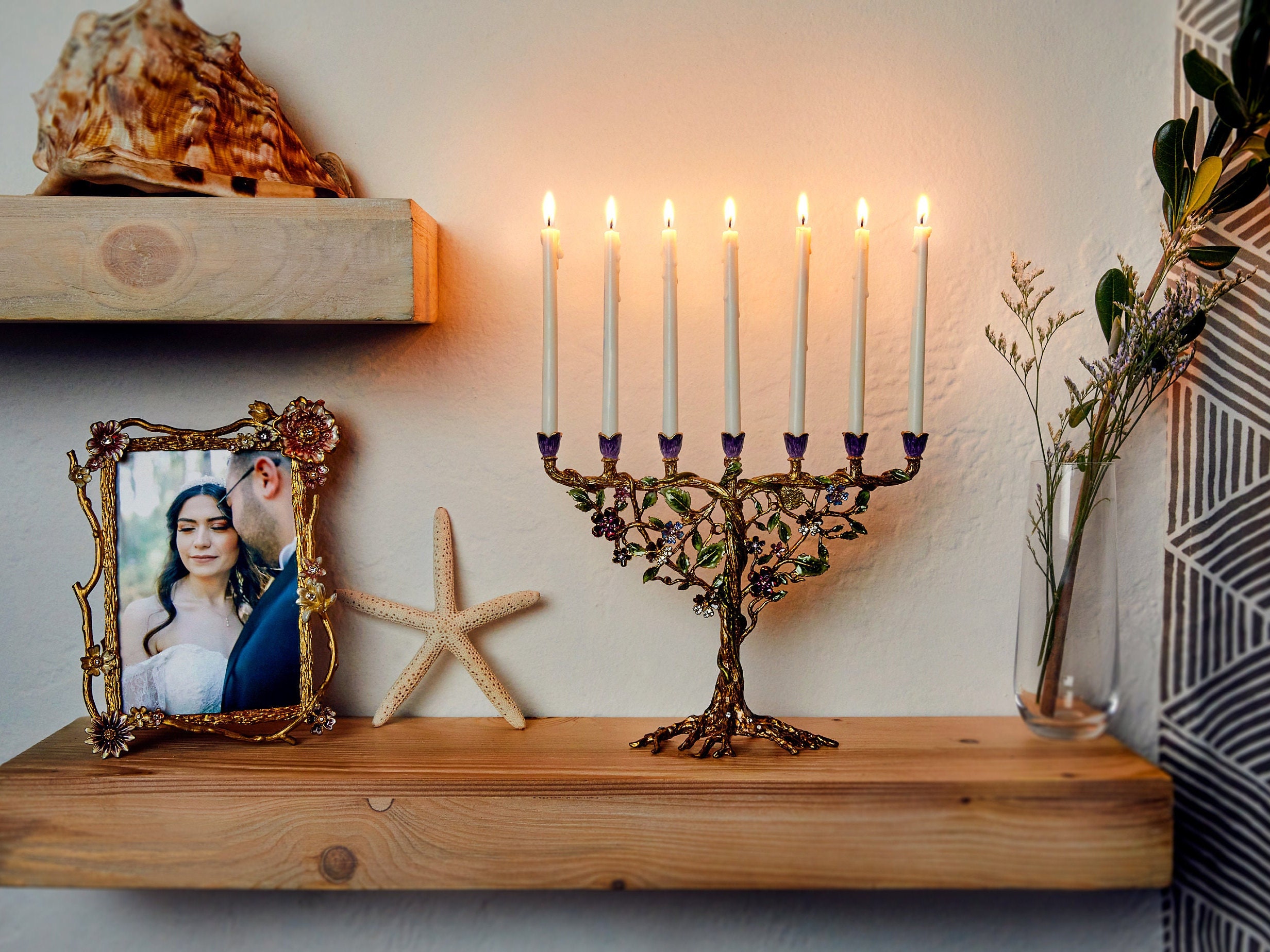 Menorah 7 Branch Tree of Life Menorah Modern Reminder of the Temple ...