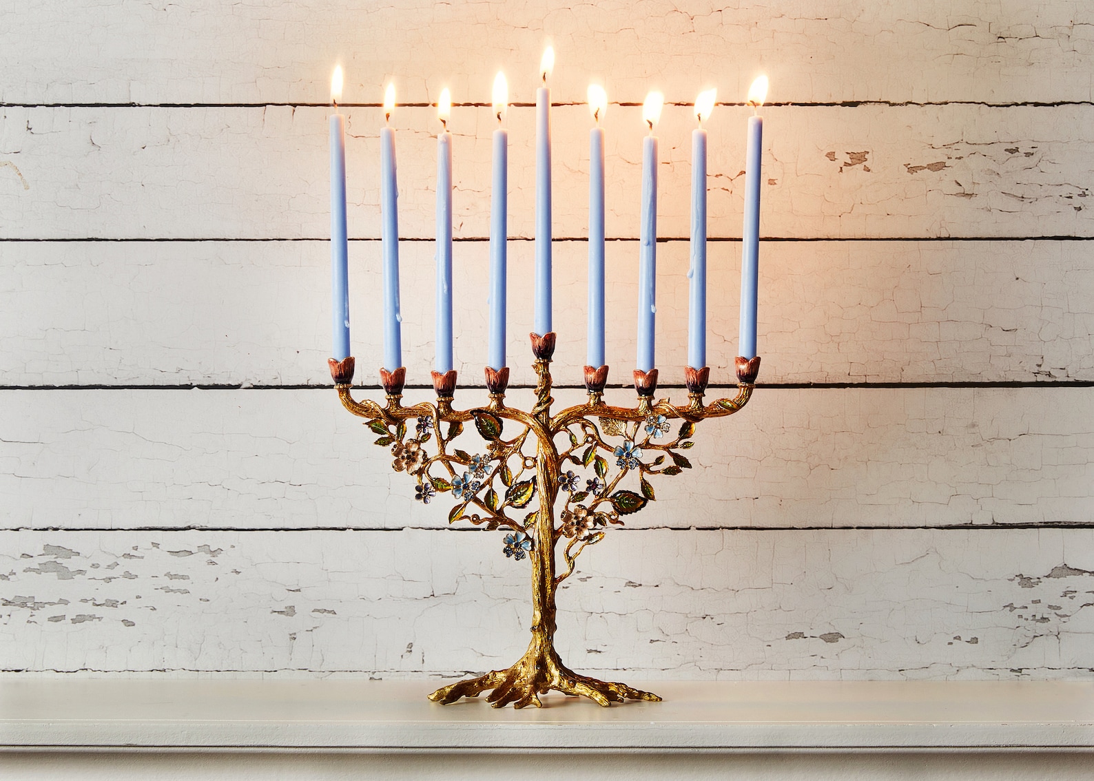 Jewish Hanukkah Menorah Flower on Vine. Hand Painted - Etsy