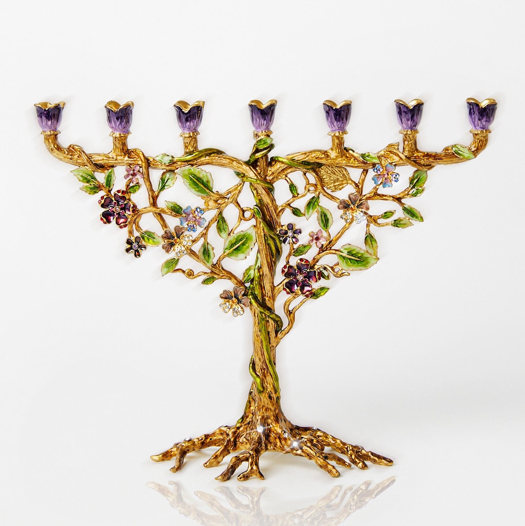 Menorah 7 Branch Tree of Life Menorah Modern Reminder of the Temple ...