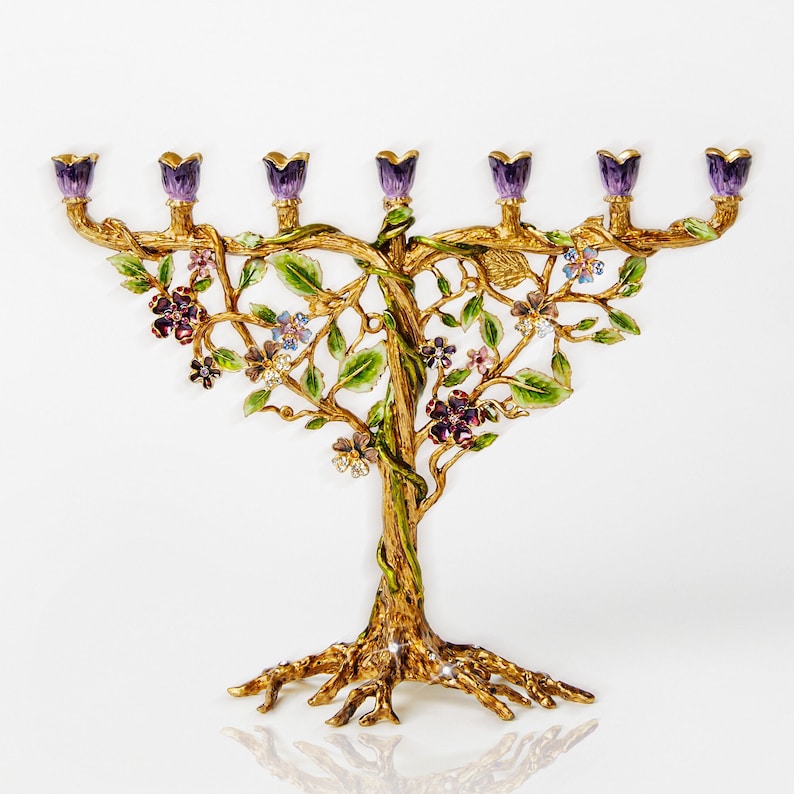 Menorah 7 Branch Tree of Life Menorah Modern Reminder of the Temple ...