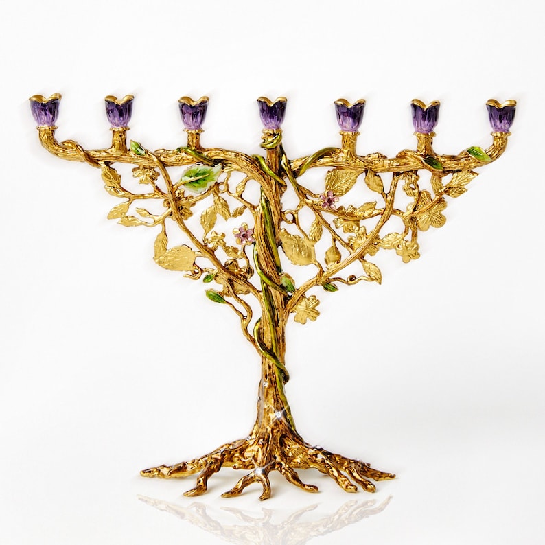 Menorah 7 Branch Tree of Life Menorah Modern Reminder of the - Etsy