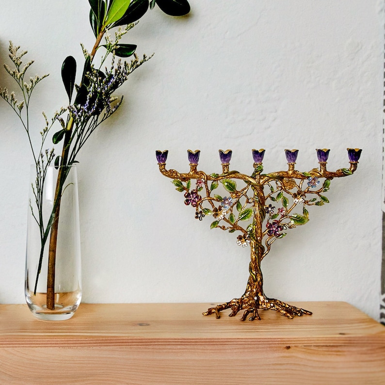 Menorah 7 Branch Tree of Life Menorah Modern Reminder of the Temple ...