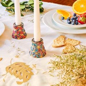 Abstract Jewish Shabbat Candle Holder Shabbat Set Double Sided Tea ...