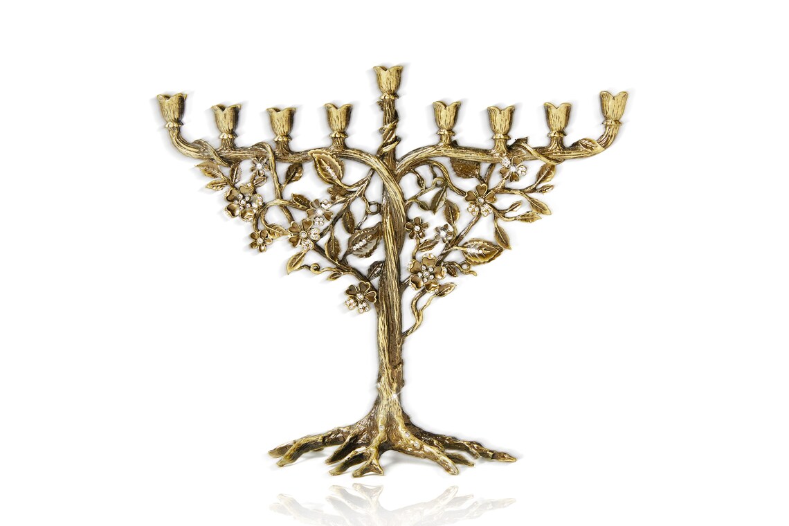 Floral Tree of Life Hanukkah Menorah, Modern Judaica - Etsy