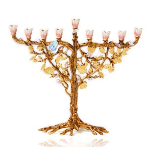 Jewish Hanukkah Menorah Tree of Life Floral Designed ꧂ - Etsy