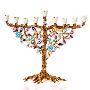 Jewish Hanukkah Menorah Tree of Life Floral Designed ꧂ - Etsy
