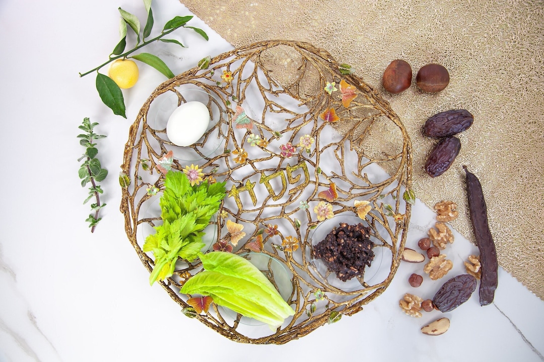 Seder Plate Blooming Spring, Passover Seder Plate Modern Jewish Art ...