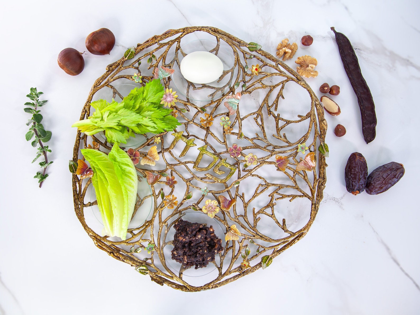 Seder Plate Blooming Spring, Passover Seder Plate Modern Jewish Art ...