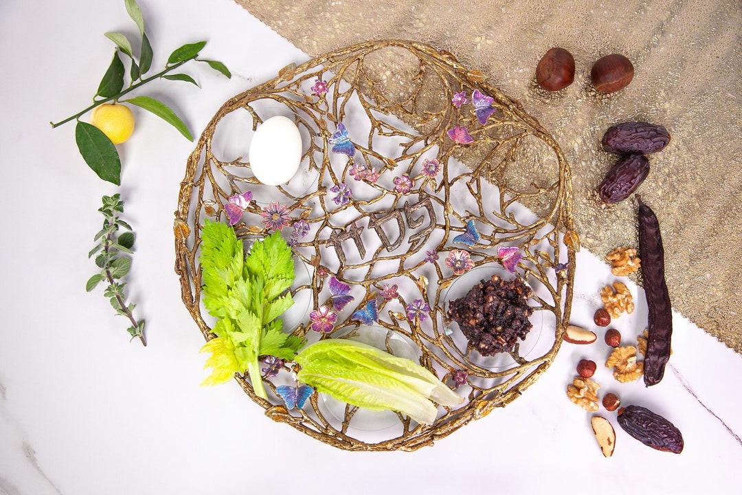 Seder Plate Blooming Spring, Passover Seder Plate Modern Jewish Art ...