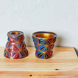 Abstract Jewish Shabbat Candle Holder Shabbat Set Double Sided Tea ...