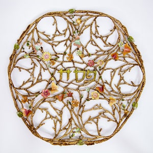 Seder Plate Blooming Spring, Passover Seder Plate Modern Jewish Art ...