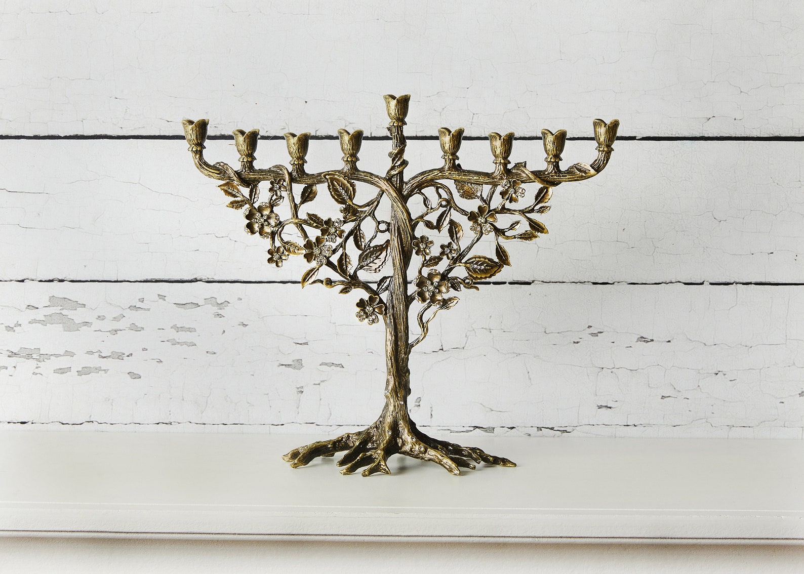 Hanukkah Menorah Jewish Lamp Tree of Life Floral Designed for Chanukkah ...