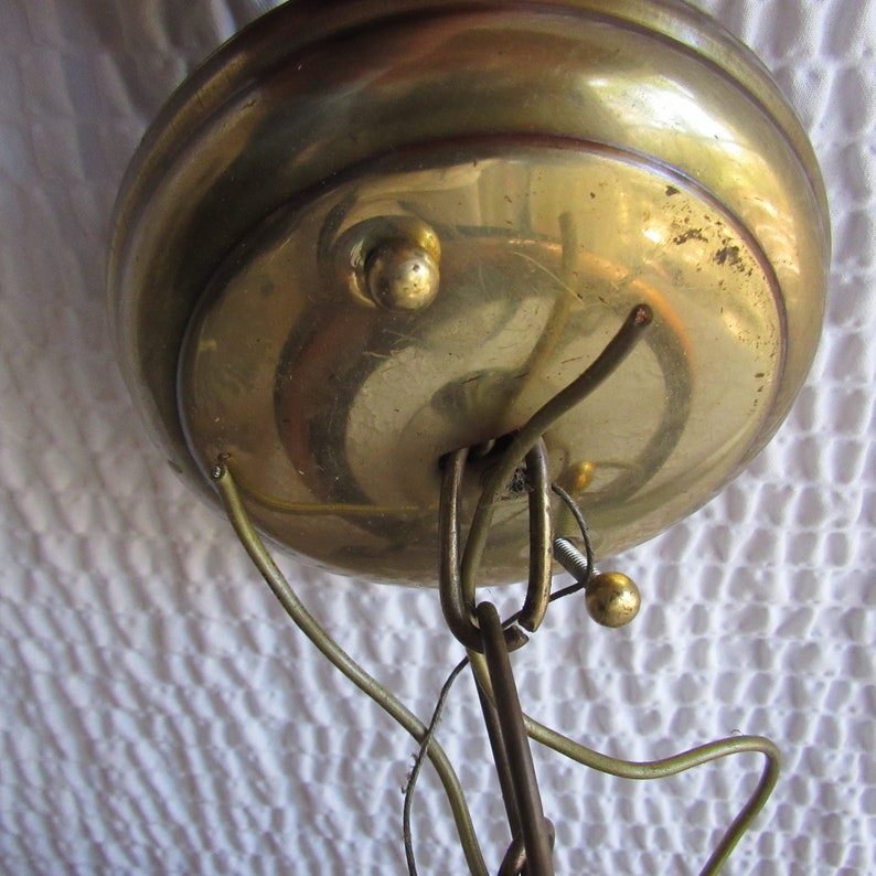 Copper Light Fixture Globe Original 60's Wired Patina MCM Kitchen Cabin ...