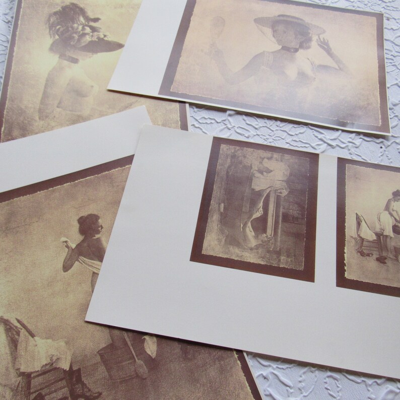 5 Vintage Nude Risque Bath Collection Prints R. Hendrickson 60's 70's ...