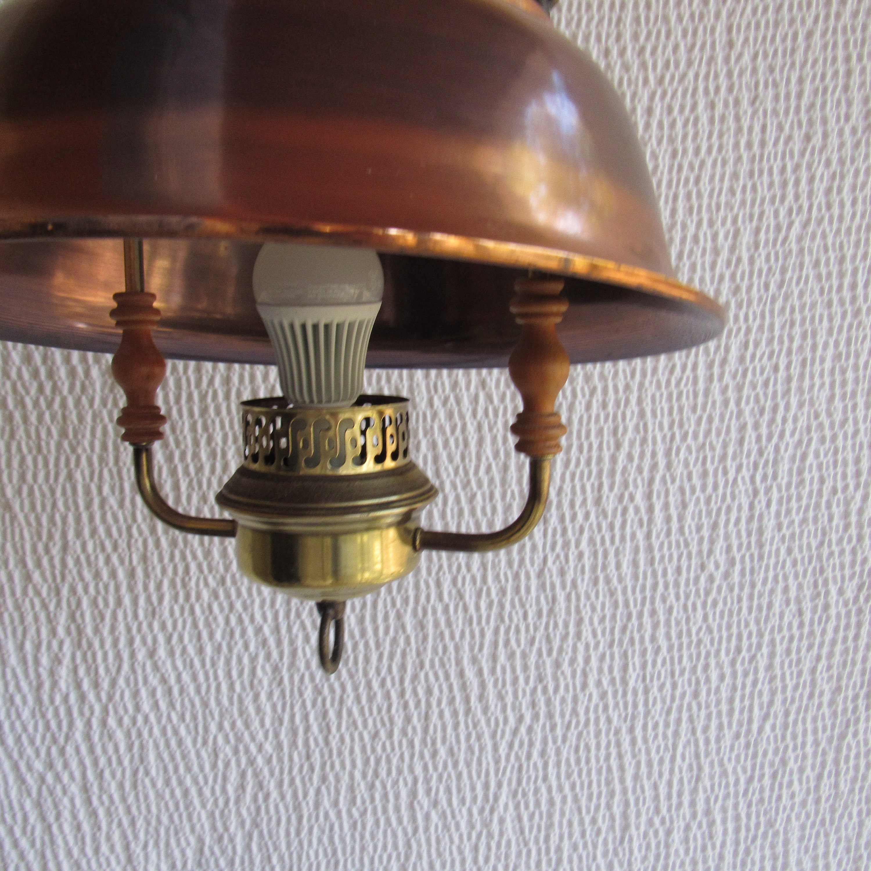 Copper Light Fixture Globe Original 60's Wired Patina MCM Kitchen Cabin ...