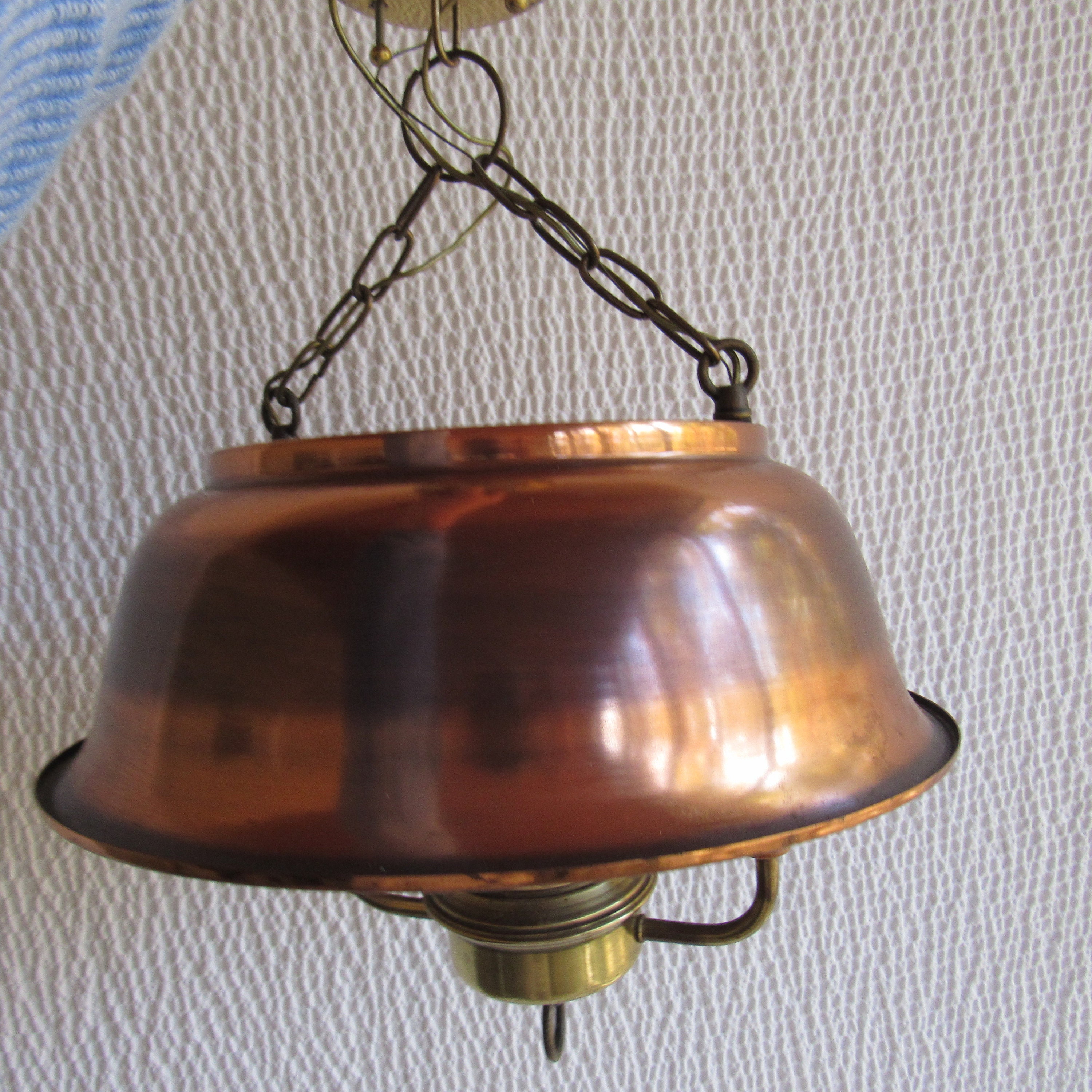 Copper Light Fixture Globe Original 60's Wired Patina MCM Kitchen Cabin ...