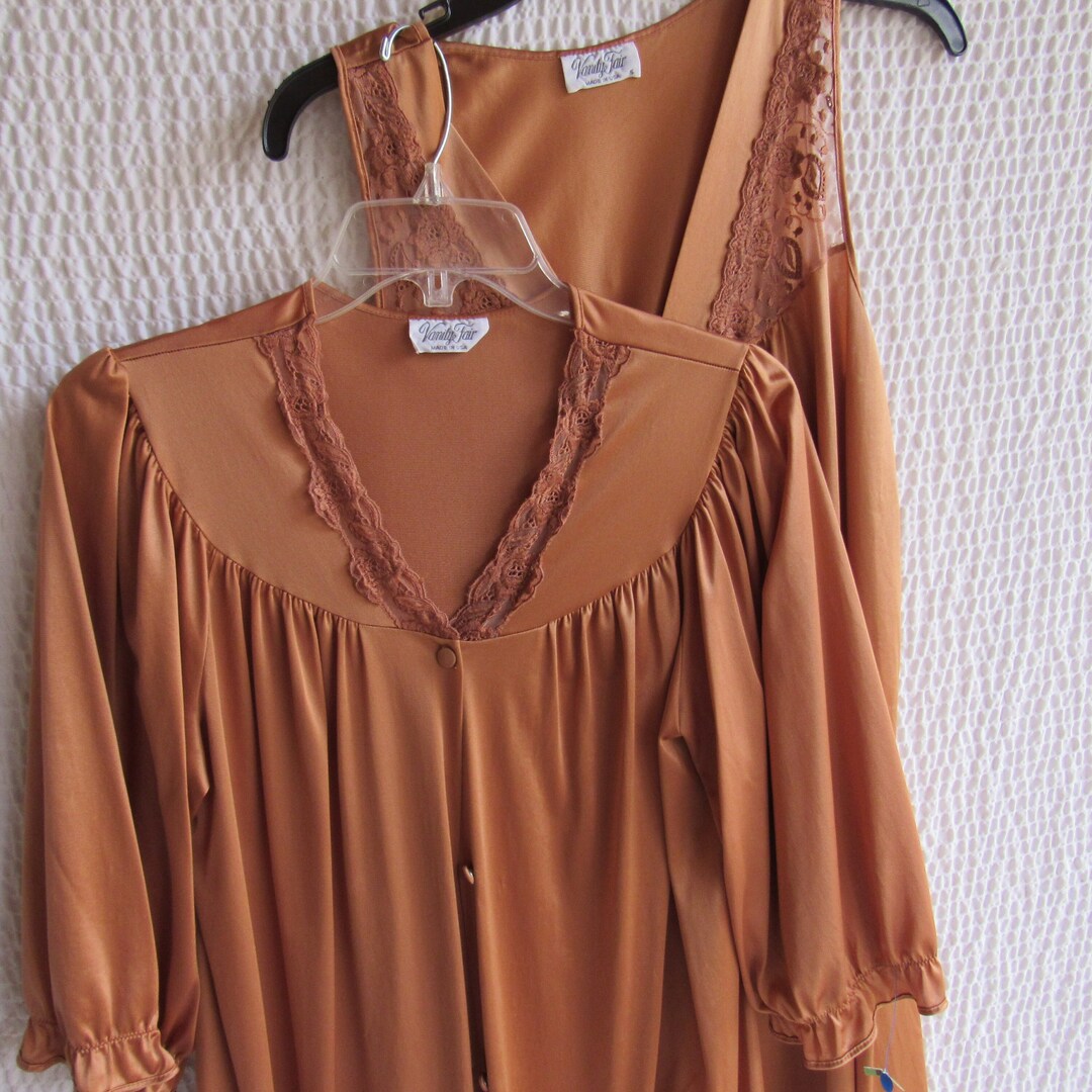 Vintage Vanity Fair Nylon Copper 2pc Matching Nightgown Robe Set S ...