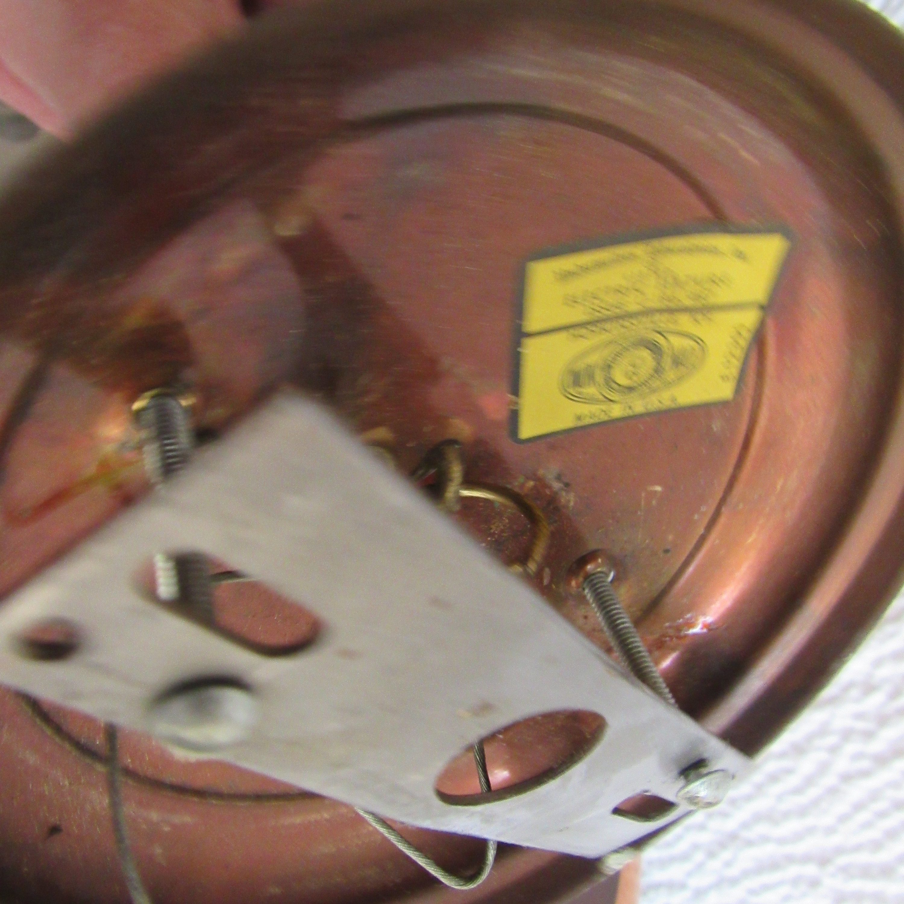 Copper Light Fixture Globe Original 60's Wired Patina MCM Kitchen Cabin ...