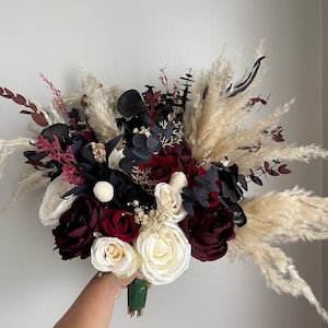 Black Gold Boho Burgundy Black Wedding Boho Bridal Bouquet Wedding ...