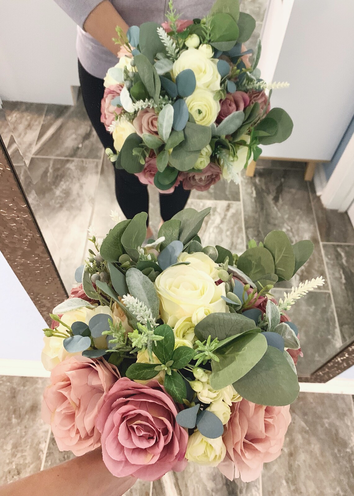Wedding Boho Bridal Bouquet Dusty Rose Wedding Bouquet Dusty Greenery ...