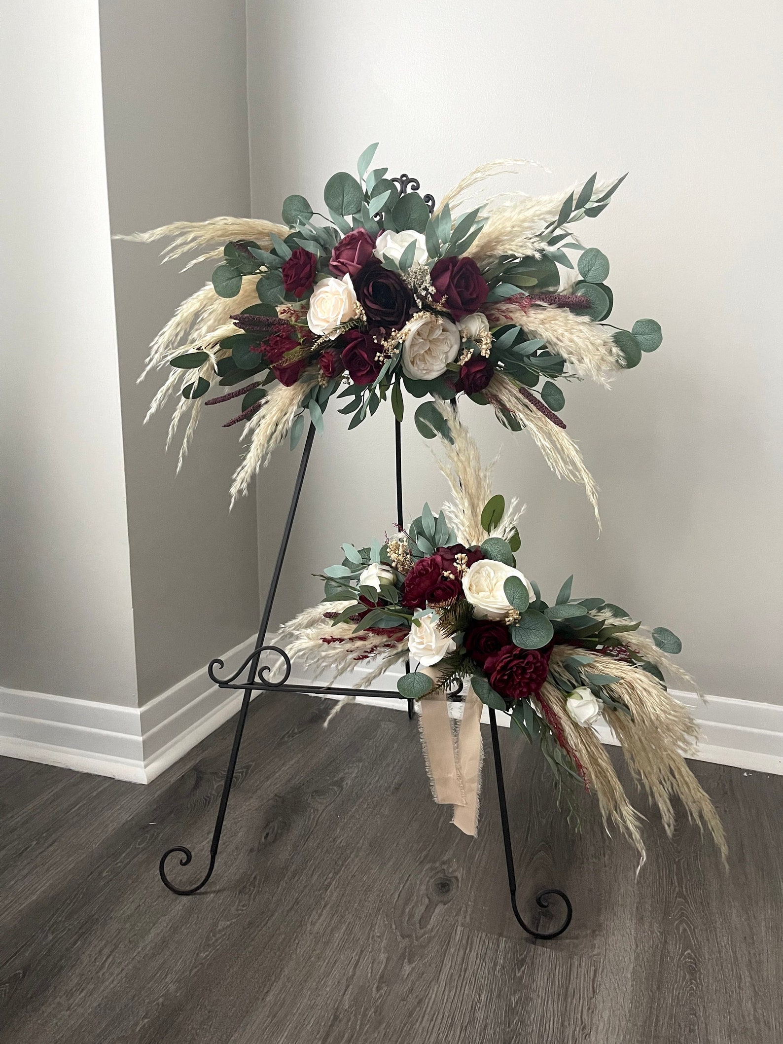 Wedding Sign Arrangement Welcome Sign Arrangement Boho Burgundy White ...