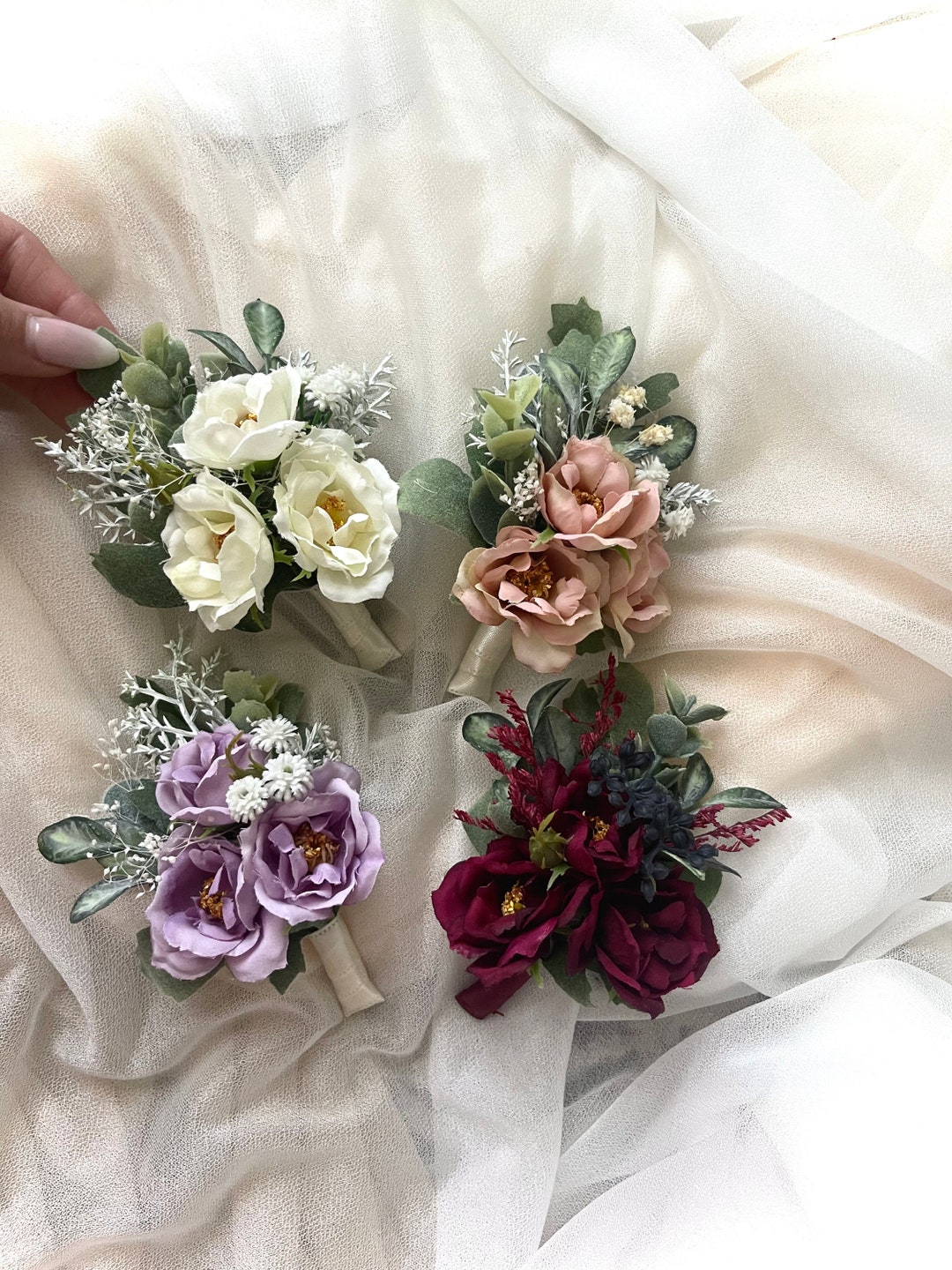 Pampas Bout Wedding Boutonnière Ivory Boutonnieres Corsages White ...