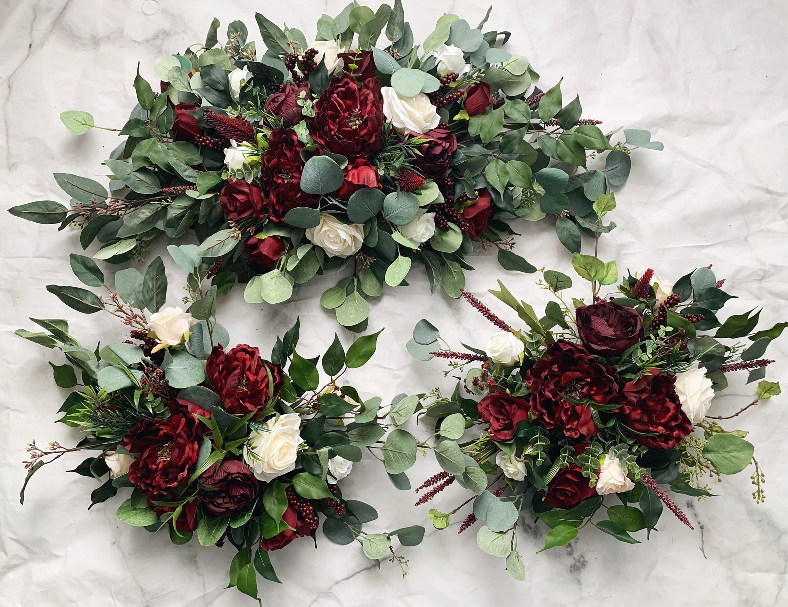 Tie Wedding Arch Arrangement Arbor Ties Arrangements Burgundy | Etsy