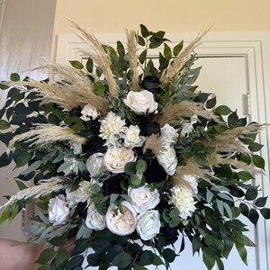 Floor Free Standing Arch Arrangement Aisle Flowers White and Black Boho ...