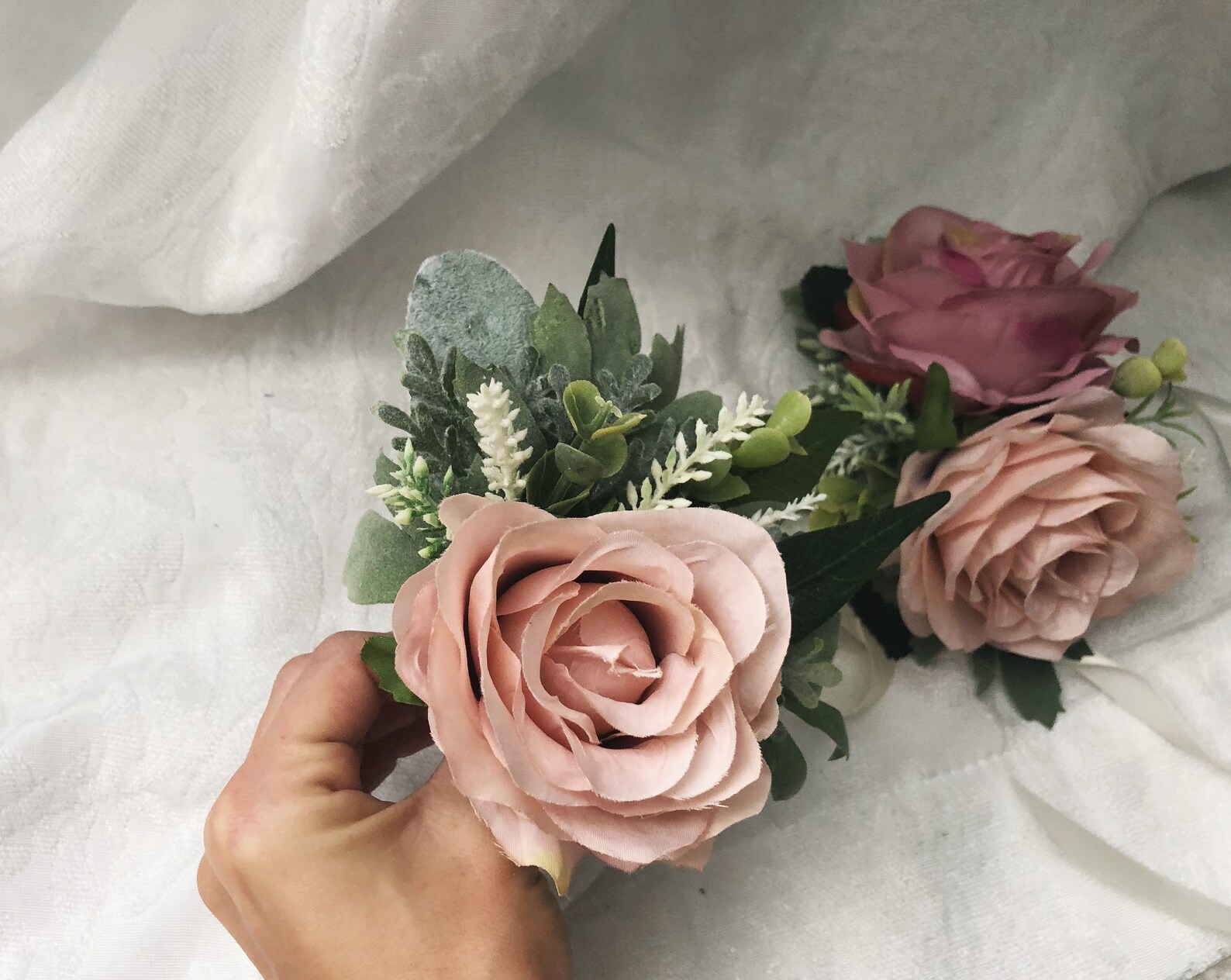 Wedding Boho Bridal Bouquet Dusty Rose Wedding Bouquet Dusty Greenery ...