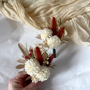 Pom Pom Pampas Wedding Boutonnière Ivory Boutonnieres Corsages White ...