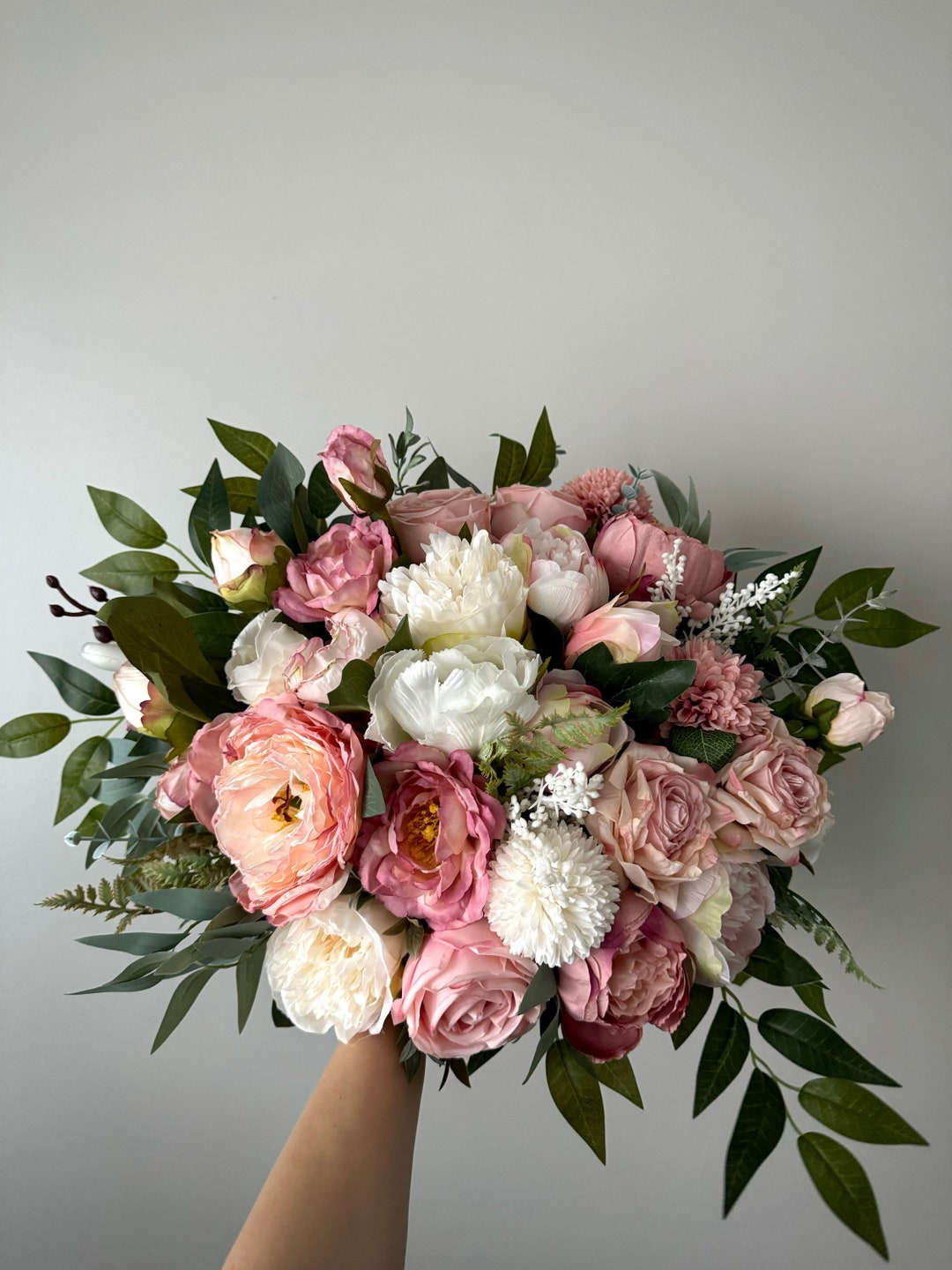 Blush Pink Peony Bouquet Wedding Peony Bridal Bouquet Blush Ivory ...