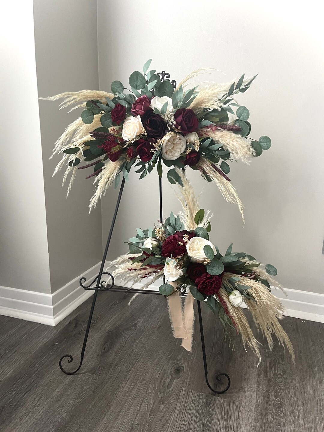 Wedding Sign Arrangement Welcome Sign Arrangement Boho Burgundy White ...