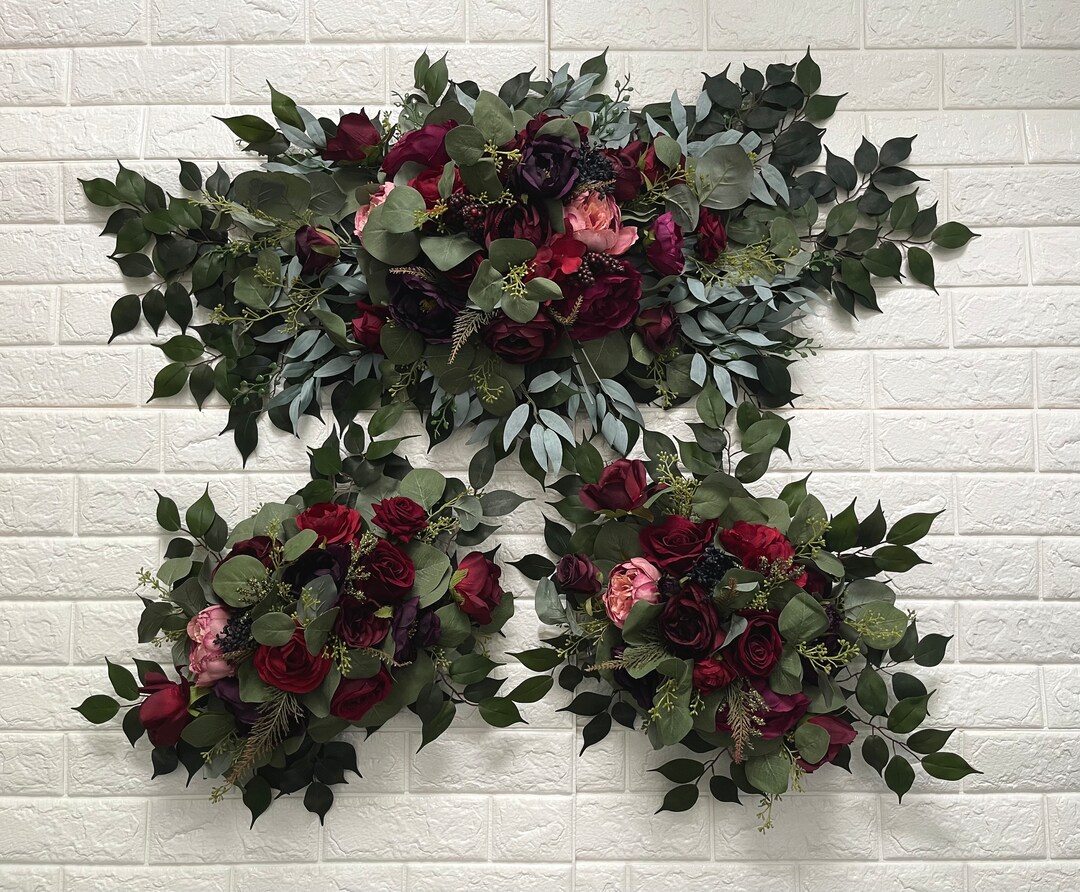 Gem Colors Hot Pink Plum Wedding Arch Arrangement Arbor Ties ...