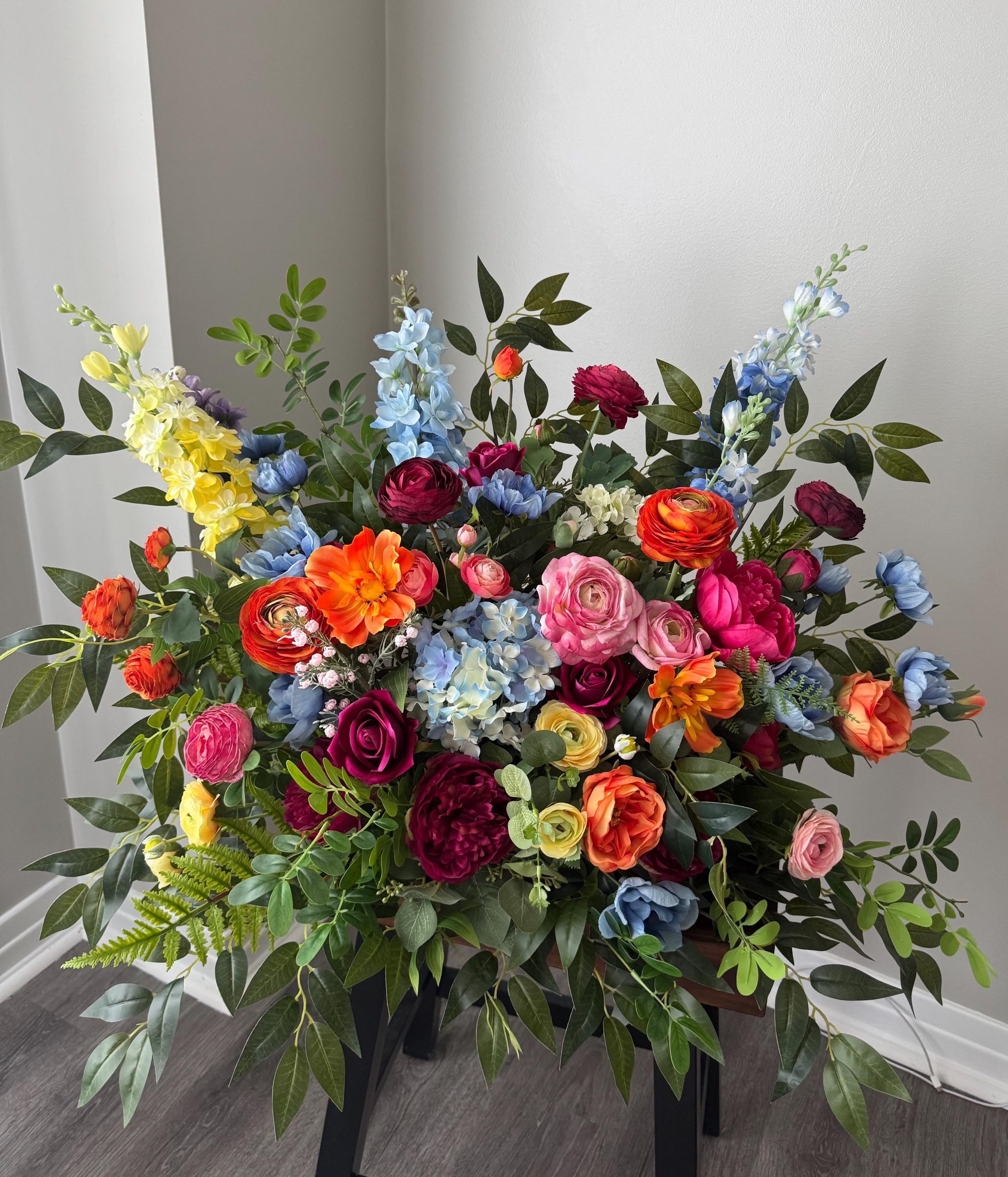 Wedding Floor Arch Free Standing Arch Arrangement Wild Flowers Aisle ...