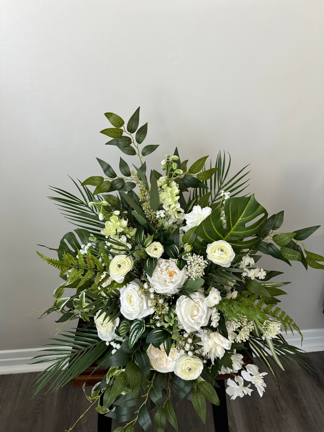 Tropical Floor Free Standing Arch Arrangement Aisle Flowers White ...