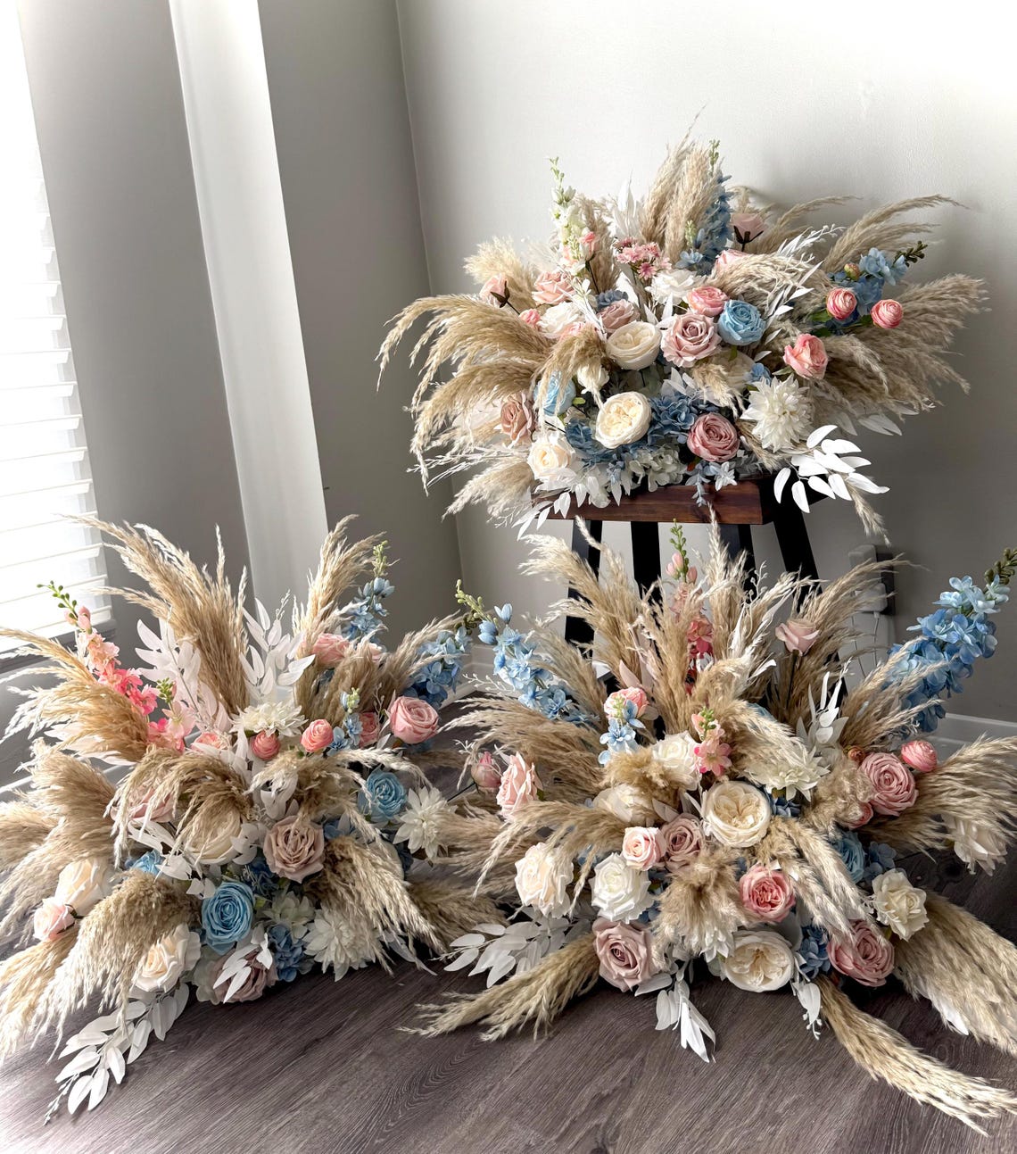 Floor Arch Free Standing Arch Arrangement Aisle Flowers White and Green ...