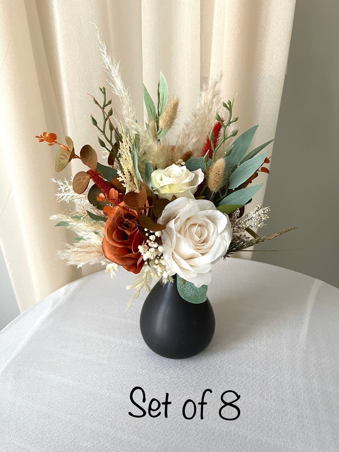 8 Centrepieces Rust Orange Terracotta Pampas Grass Wedding Centrepiece ...